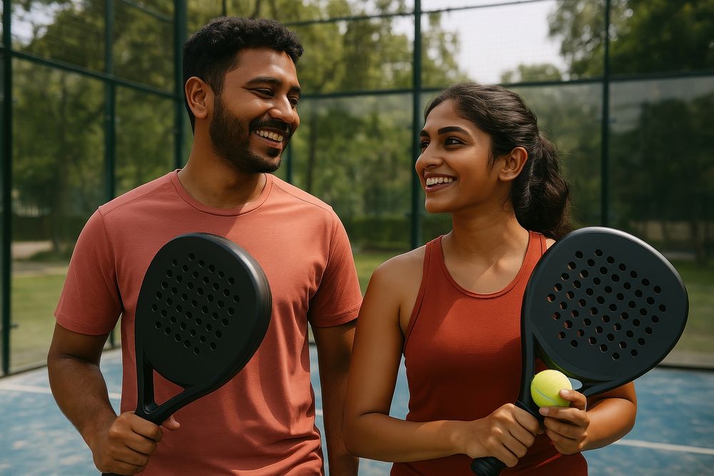 Smiling couple playing padel. | Free Photo - rawpixel