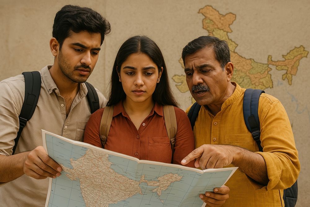 Family exploring map together. | Free Photo - rawpixel