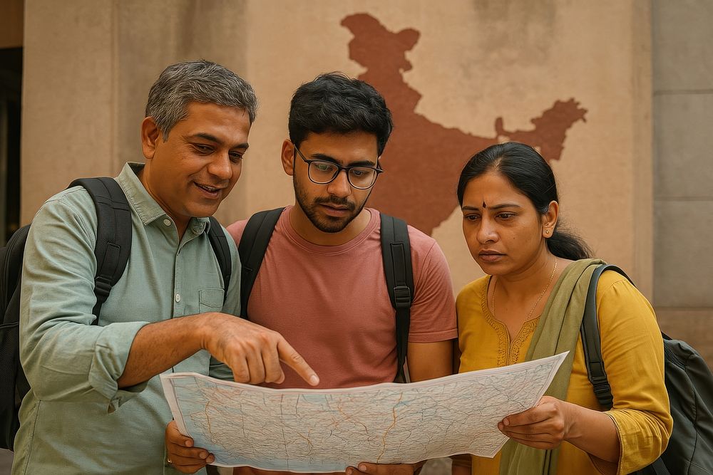 Family exploring map together. | Free Photo - rawpixel