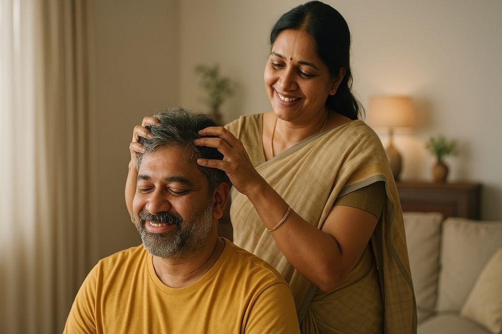 Relaxing head massage at home. | Free Photo - rawpixel