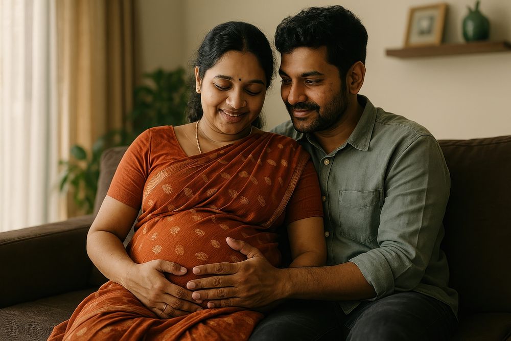 Expectant couple embracing joyfully. | Free Photo - rawpixel