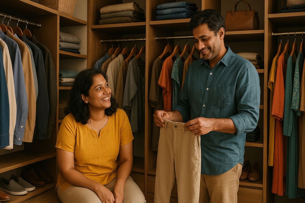 Couple organizing wardrobe together. | Free Photo - rawpixel