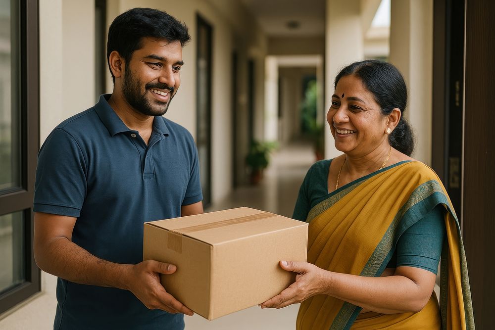 Happy delivery service interaction | Free Photo - rawpixel