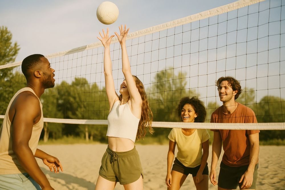 Beach volleyball fun outdoors. | Free Photo - rawpixel
