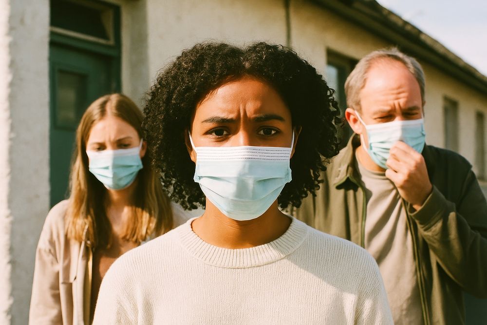 Masked individuals standing outdoors. | Free Photo - rawpixel