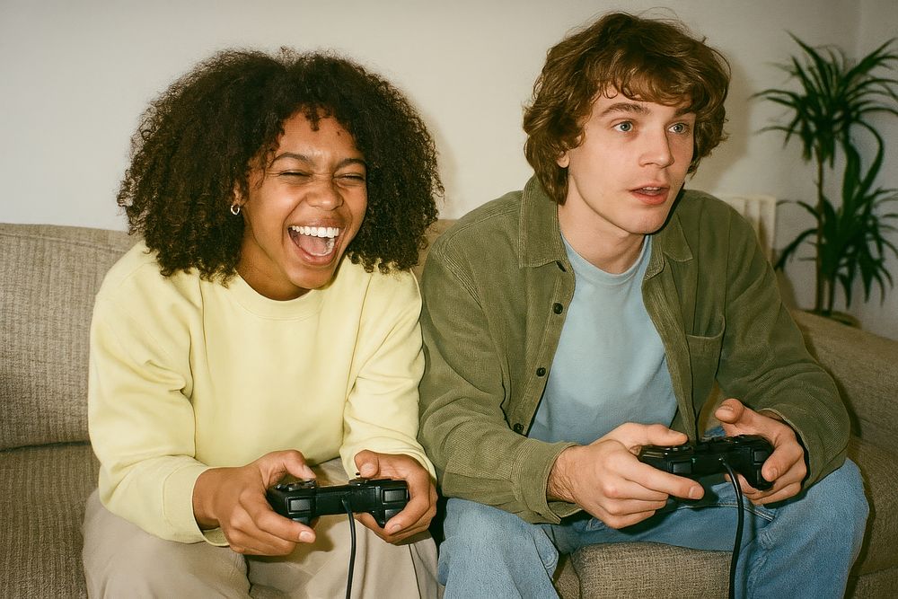 Joyful gaming friends together | Free Photo - rawpixel