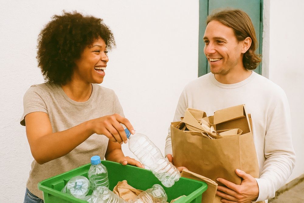 Happy recycling together outdoors. | Free Photo - rawpixel