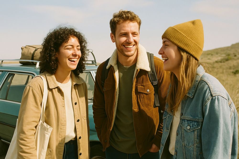 Friends road trip adventure smiles | Free Photo - rawpixel