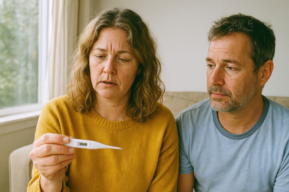 Concerned couple checking thermometer | Free Photo - rawpixel