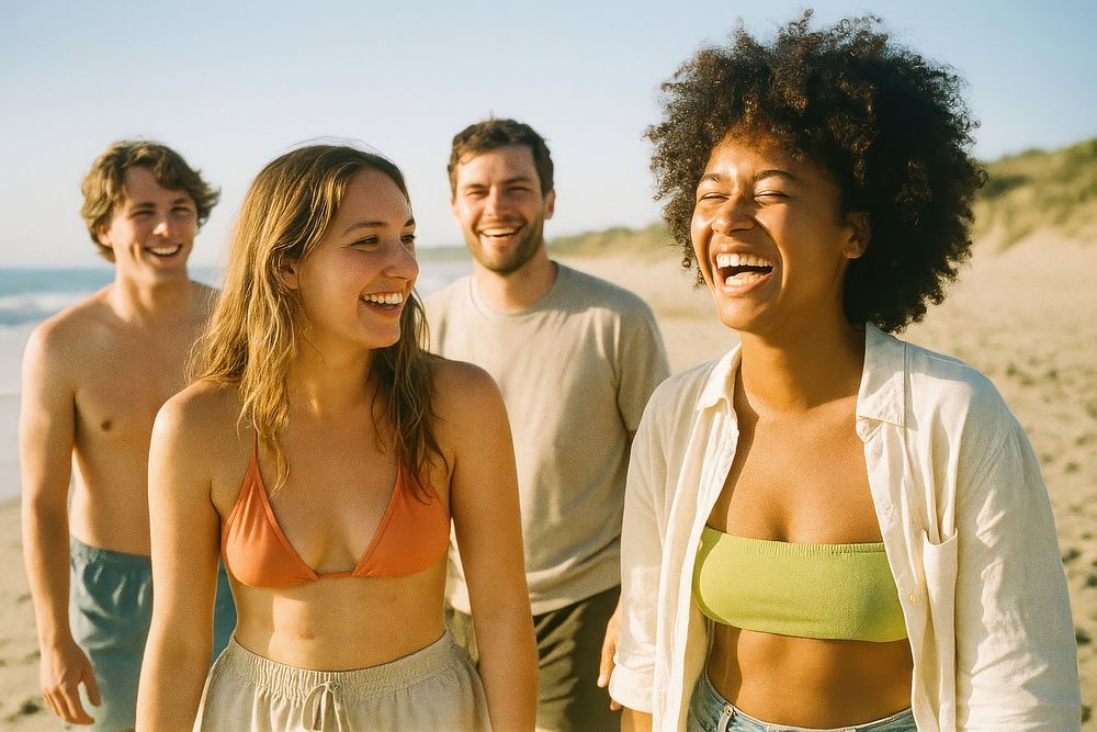 Joyful friends beach outing | Free Photo - rawpixel