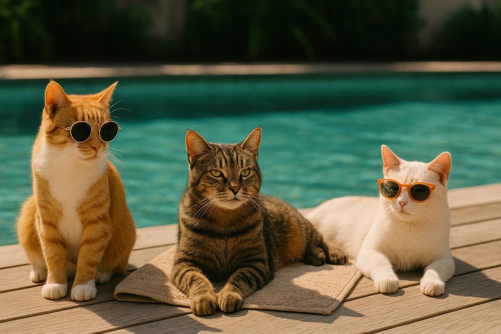 Cats sunbathing wearing sunglasses. | Free Photo - rawpixel
