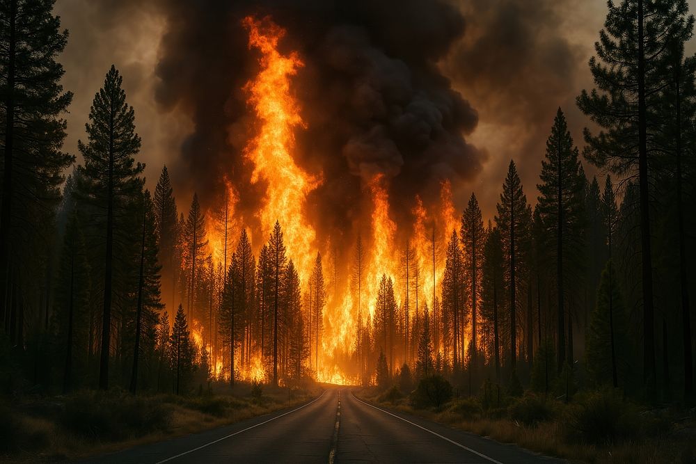 Forest fire engulfing tall trees. | Free Photo - rawpixel