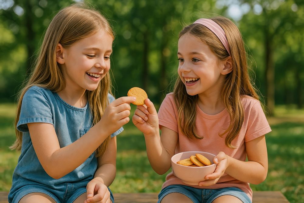 Happy kids sharing cookies outdoors | Free Photo - rawpixel