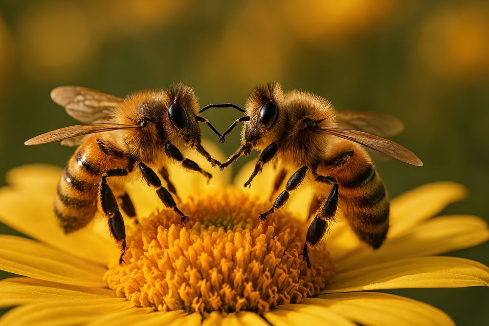 Bees interacting on flower | Free Photo - rawpixel