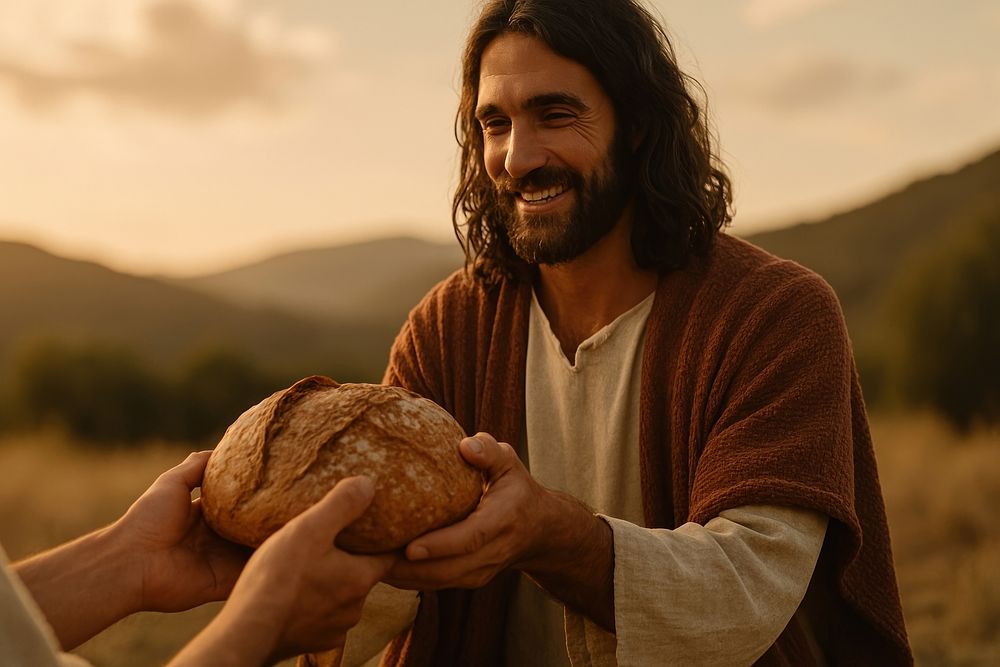 Sharing bread in peaceful landscape. | Free Photo - rawpixel
