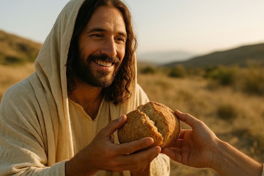 Sharing bread in desert landscape. | Free Photo - rawpixel