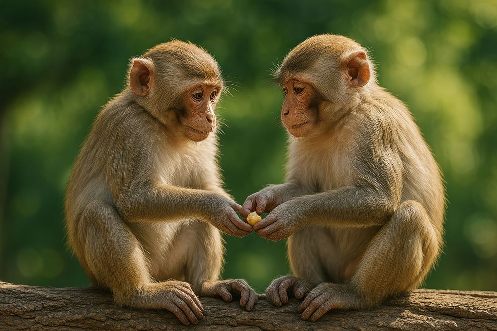 Monkeys sharing on tree branch | Free Photo - rawpixel