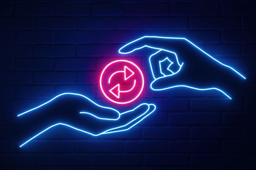 Neon hands exchange symbol | Free Photo - rawpixel