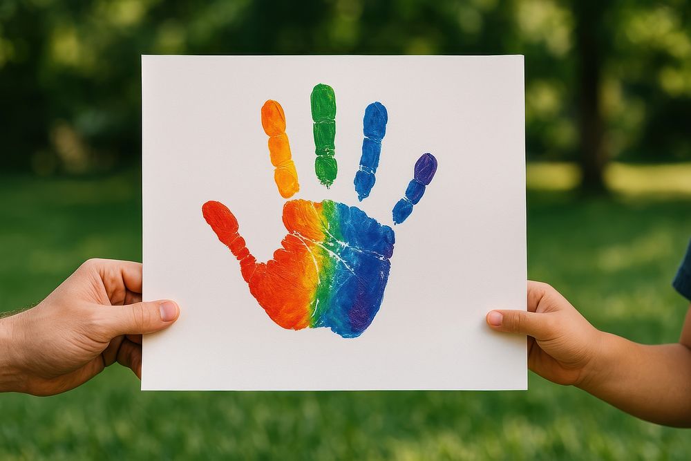 Colorful handprint on paper | Free Photo - rawpixel