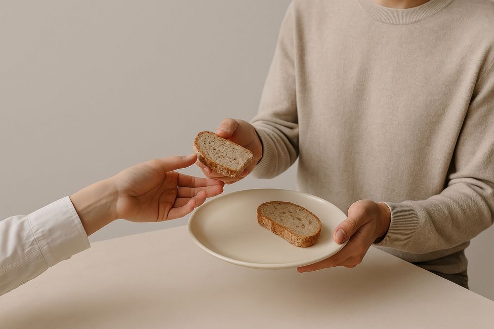 Sharing bread between two people. | Free Photo - rawpixel