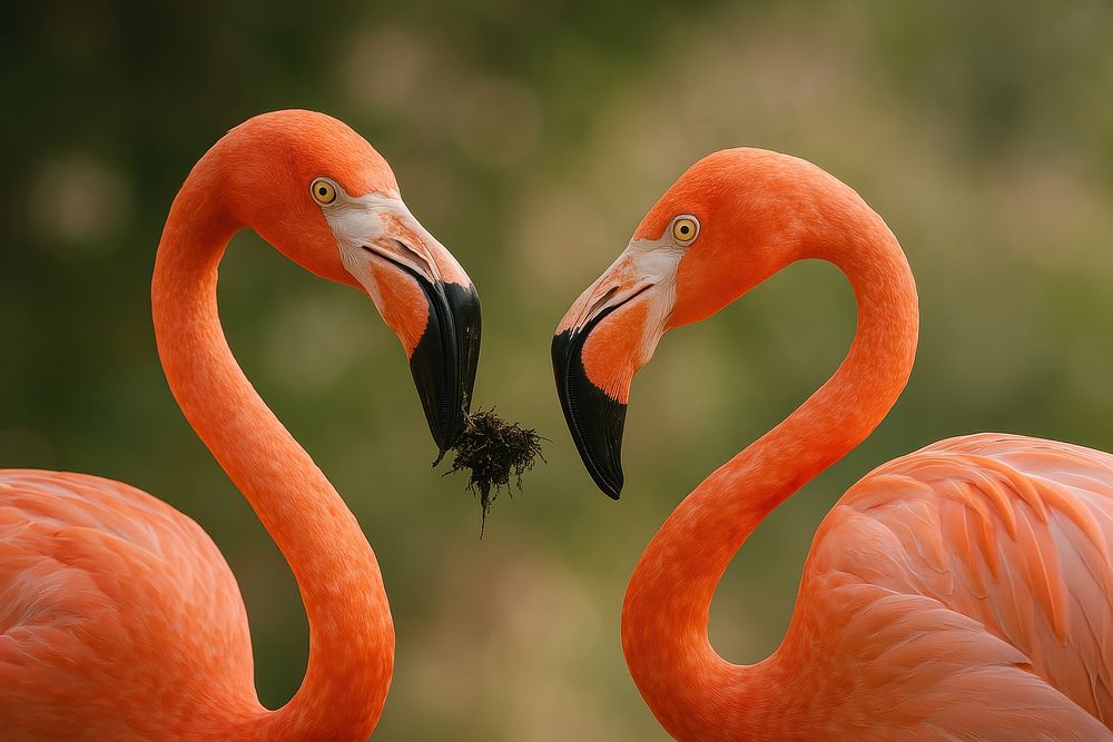Flamingos face each other gracefully. | Free Photo - rawpixel