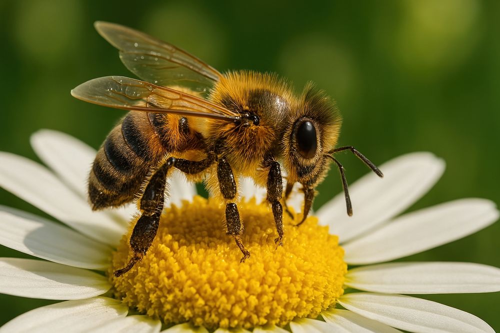 Bee pollinating daisy flower | Free Photo - rawpixel