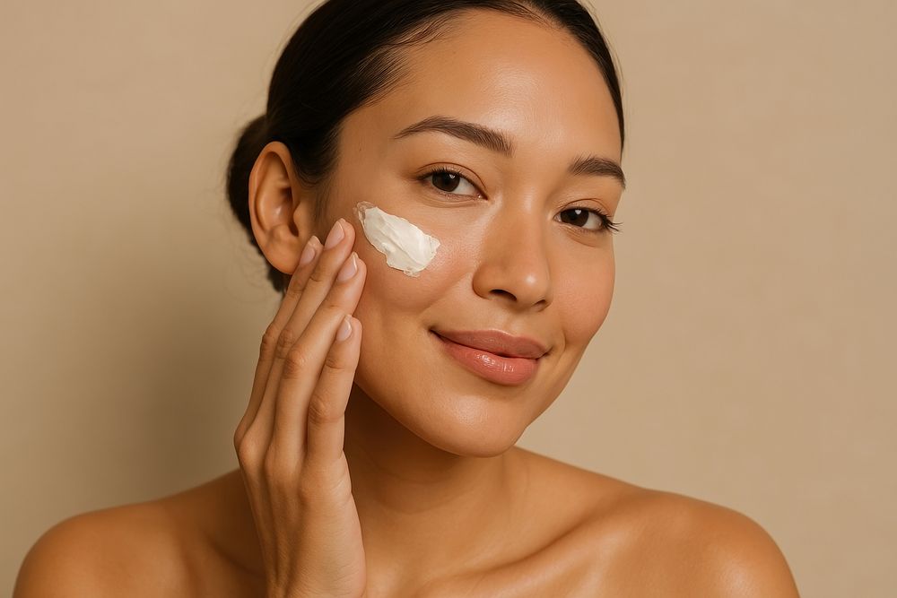 Woman applying facial cream. | Free Photo - rawpixel