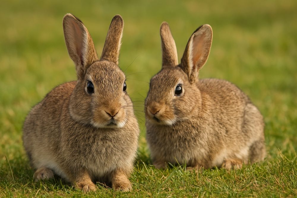Adorable rabbits in grassy field | Free Photo - rawpixel