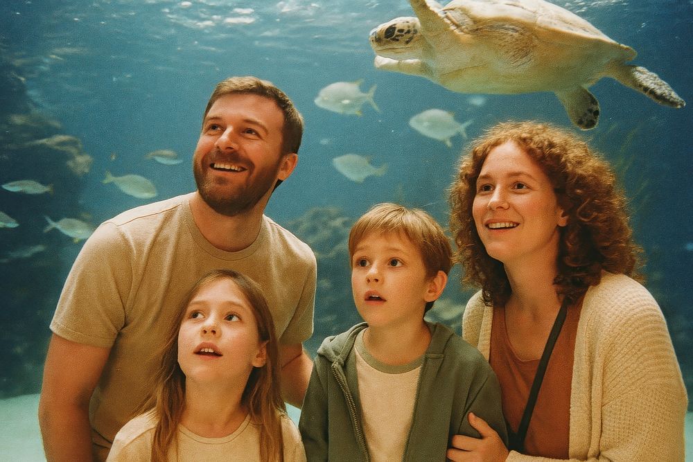 Family enjoys aquarium visit. | Free Photo - rawpixel