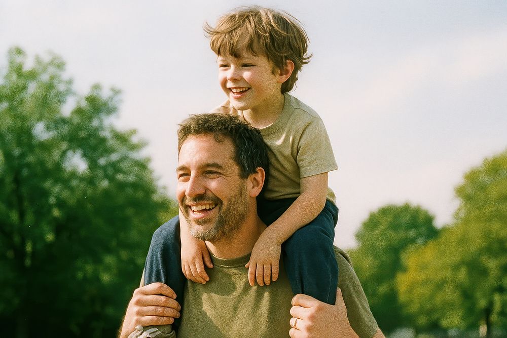 Joyful father-son outdoor bonding | Free Photo - rawpixel