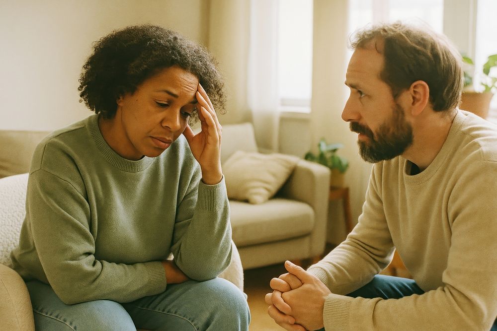 Comforting conversation in living room. | Free Photo - rawpixel