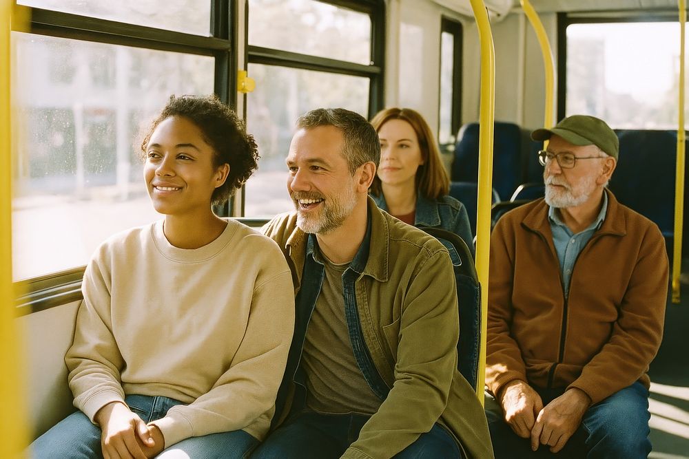 Diverse passengers enjoying bus ride. | Free Photo - rawpixel