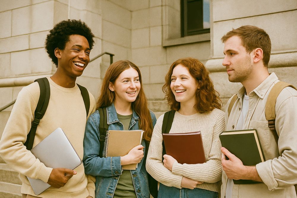 Diverse students smiling together | Free Photo - rawpixel