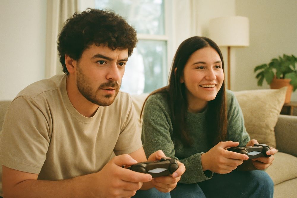 Couple gaming fun together. | Free Photo - rawpixel