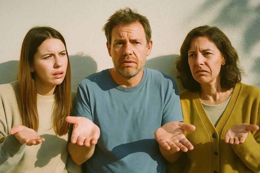 Confused family expressing uncertainty | Free Photo - rawpixel