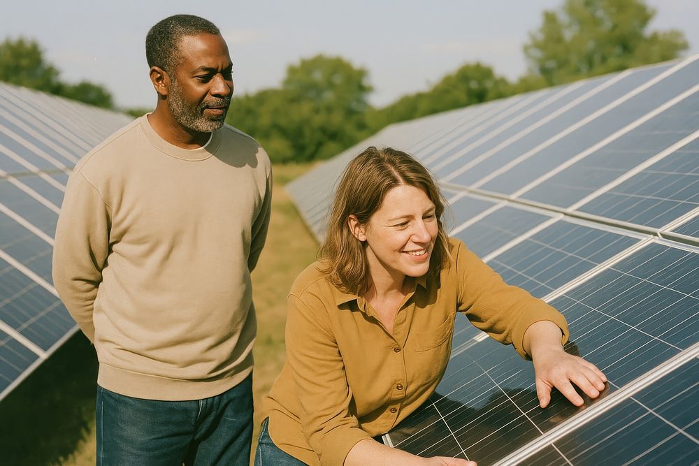 Solar energy teamwork outdoors | Free Photo - rawpixel