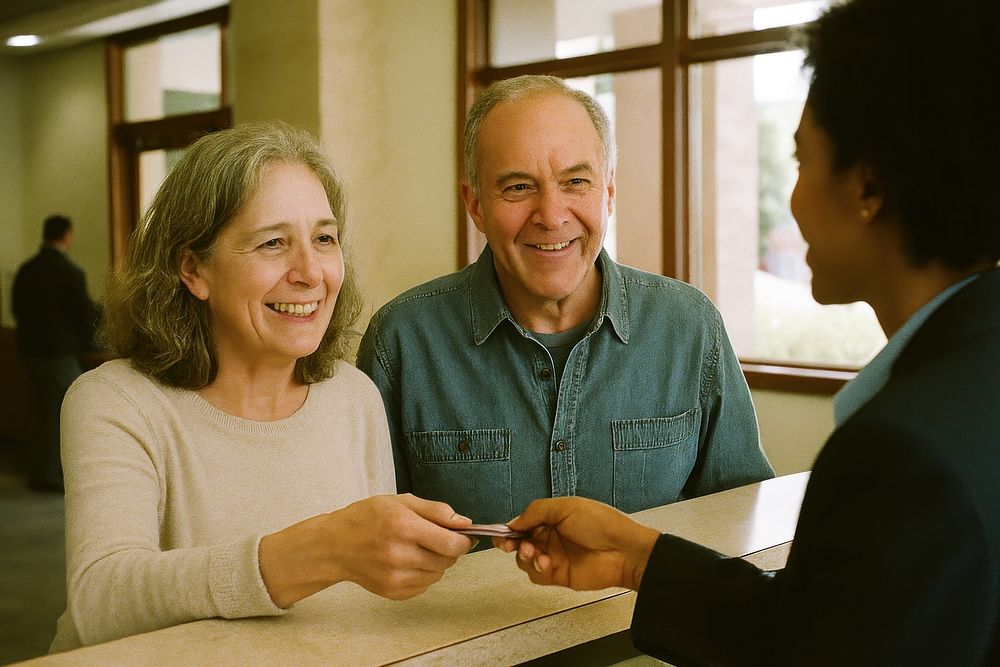 Friendly bank service interaction smiling | Free Photo - rawpixel