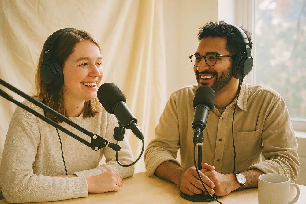 Engaging podcast conversation setup. | Free Photo - rawpixel