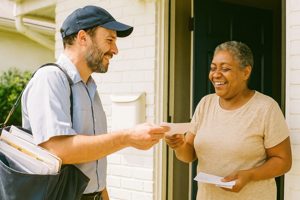 Friendly mail delivery interaction. | Free Photo - rawpixel