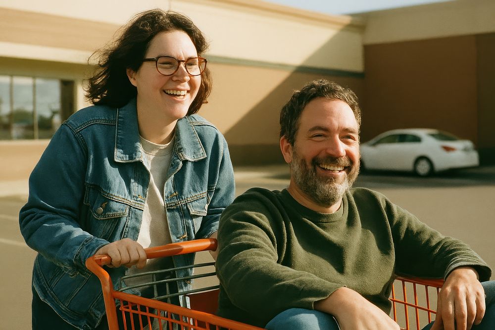 Joyful shopping cart ride | Free Photo - rawpixel