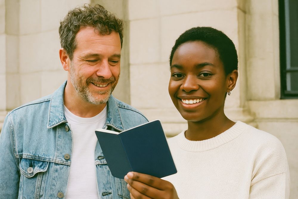 Happy friends reading together outdoors. | Free Photo - rawpixel