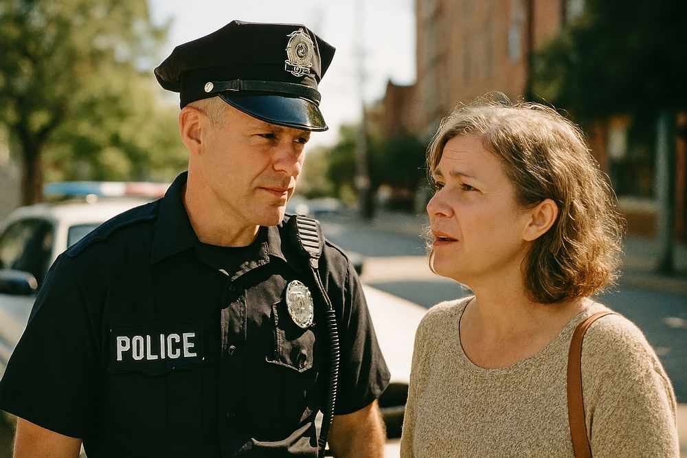 Police officer assisting concerned woman. | Free Photo - rawpixel