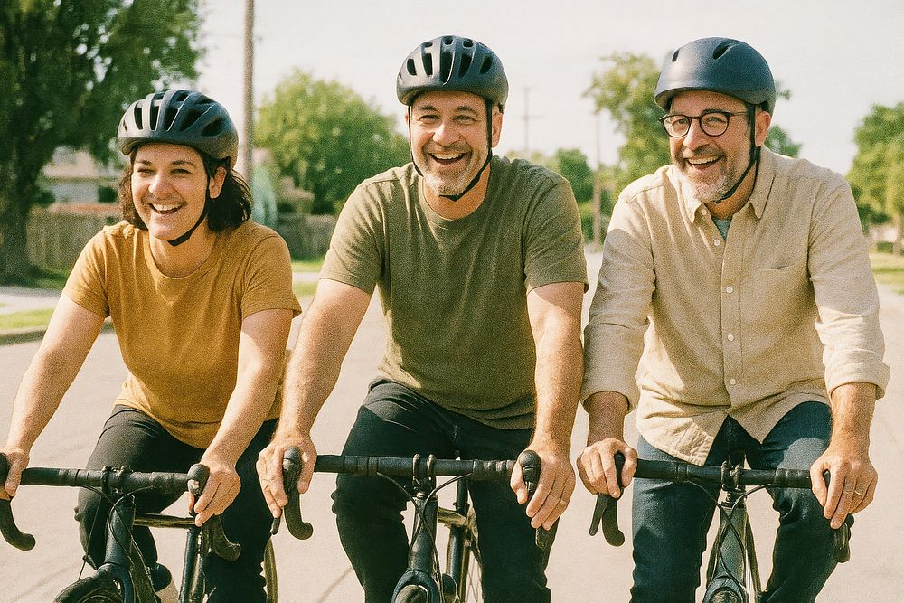 Joyful friends cycling outdoors. | Free Photo - rawpixel