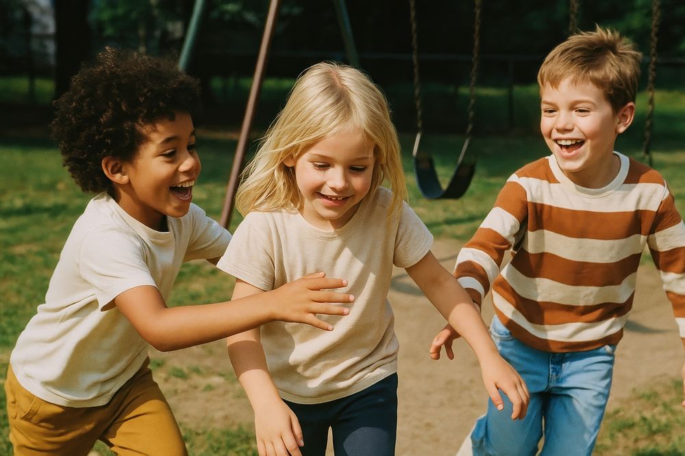 Children playing joyfully outside. | Free Photo - rawpixel