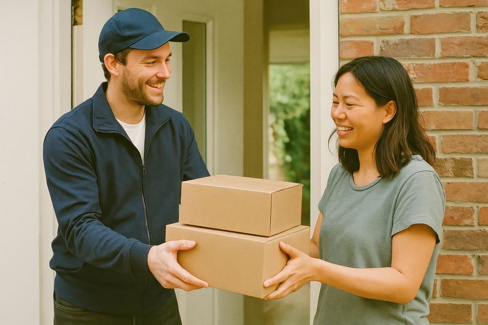 Friendly delivery service interaction | Free Photo - rawpixel