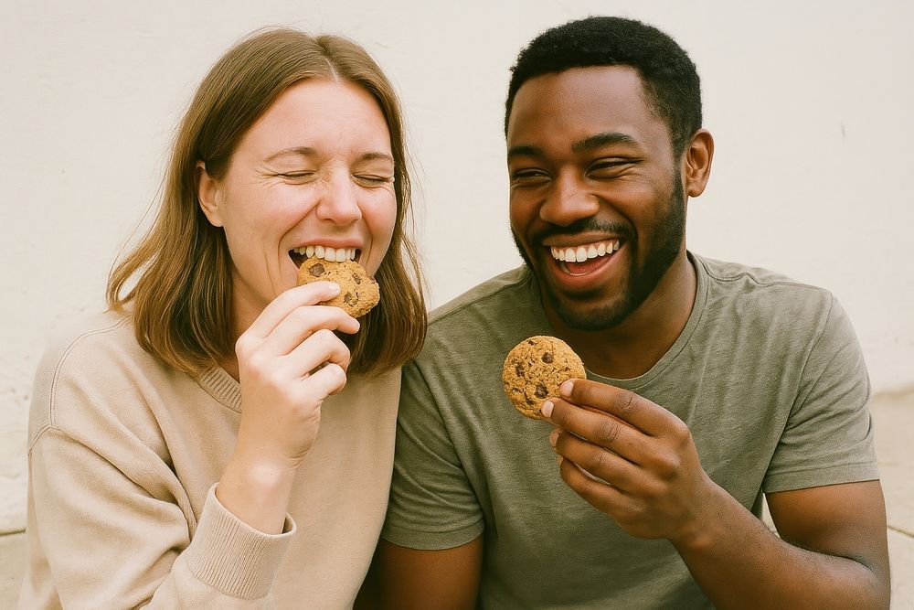 Joyful friends enjoying cookies. | Free Photo - rawpixel