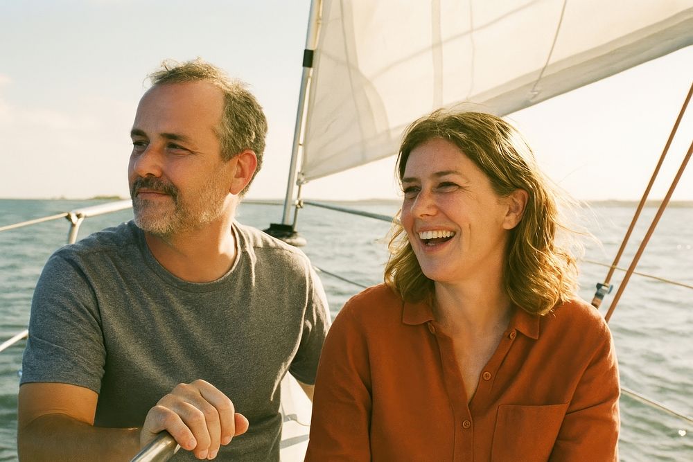 Joyful sailing couple adventure | Free Photo - rawpixel
