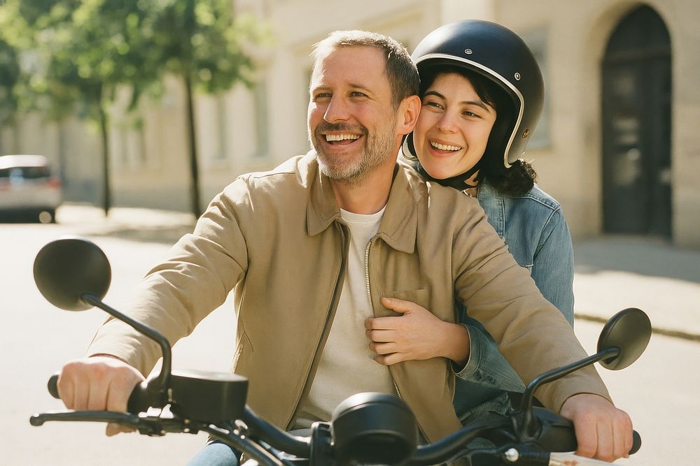 Couple enjoying motorcycle ride together. | Free Photo - rawpixel