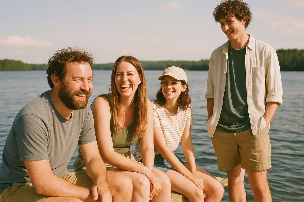 Friends enjoying lakeside summer | Free Photo - rawpixel