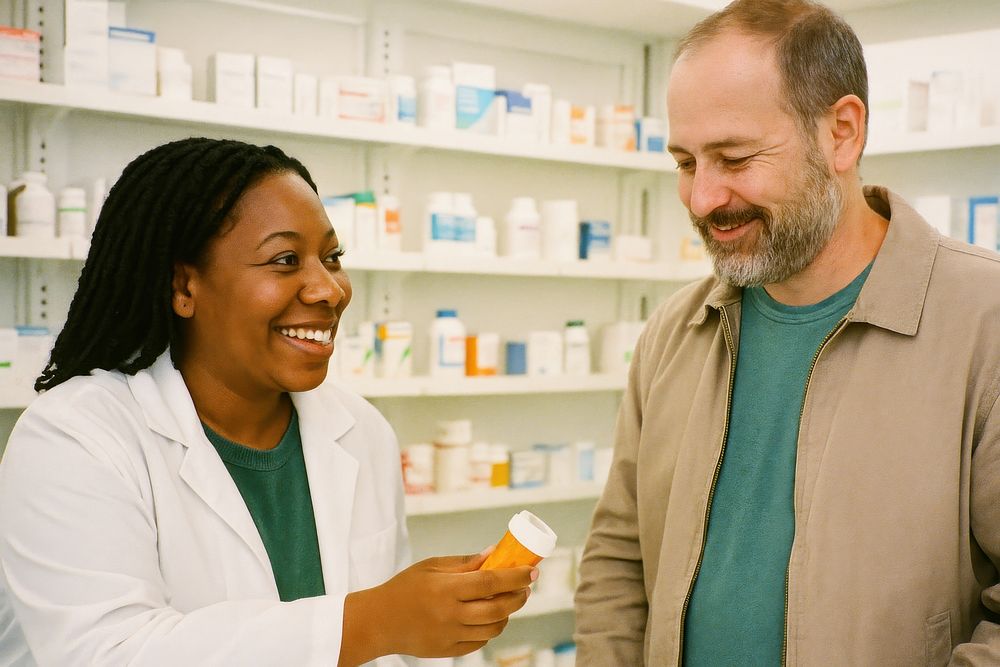 Friendly pharmacist assisting customer. | Free Photo - rawpixel